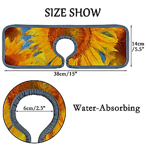 Kitchen Faucet Mats 3 Pieces Oil Painting Sunflowers Absorbent Faucet Sink Splash Guard Bathroom Counter and RV,Faucet Counter Sink Water Stains Preventer