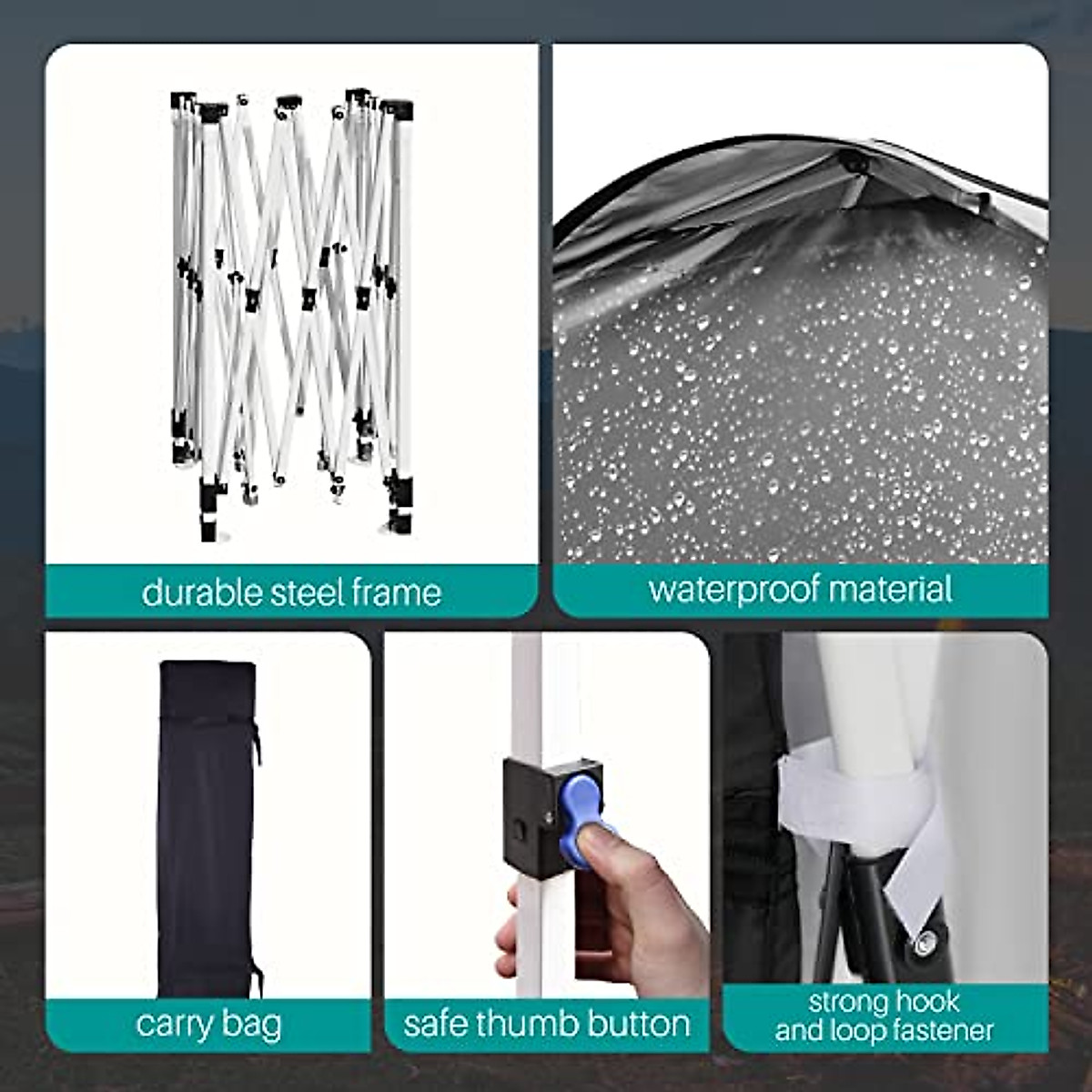 TOREAD Canopy 10'x10' Pop Up Commercial Instant Gazebo Tent with Air Vented Top,Thicken Frame,Fully Waterproof, UV 50+,Easy Set up,Portable Canopy Tent with Zipper Bag & Side Walls,Black