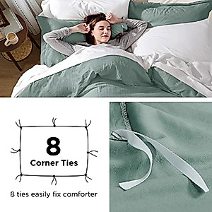 Bedsure Sage Green Duvet Cover Queen Size - Soft Prewashed Queen Duvet Cover Set, 3 Pieces, 1 Duvet Cover 90x90 Inches with Zipper Closure and 2 Pillow Shams, Comforter Not Included