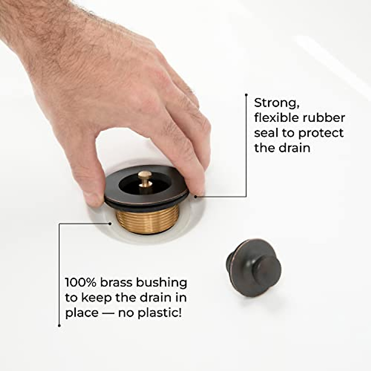 Lift and Turn Twist Bathtub Tub Drain Conversion Kit Assembly, All Brass Construction - Oil Rubbed Bronze