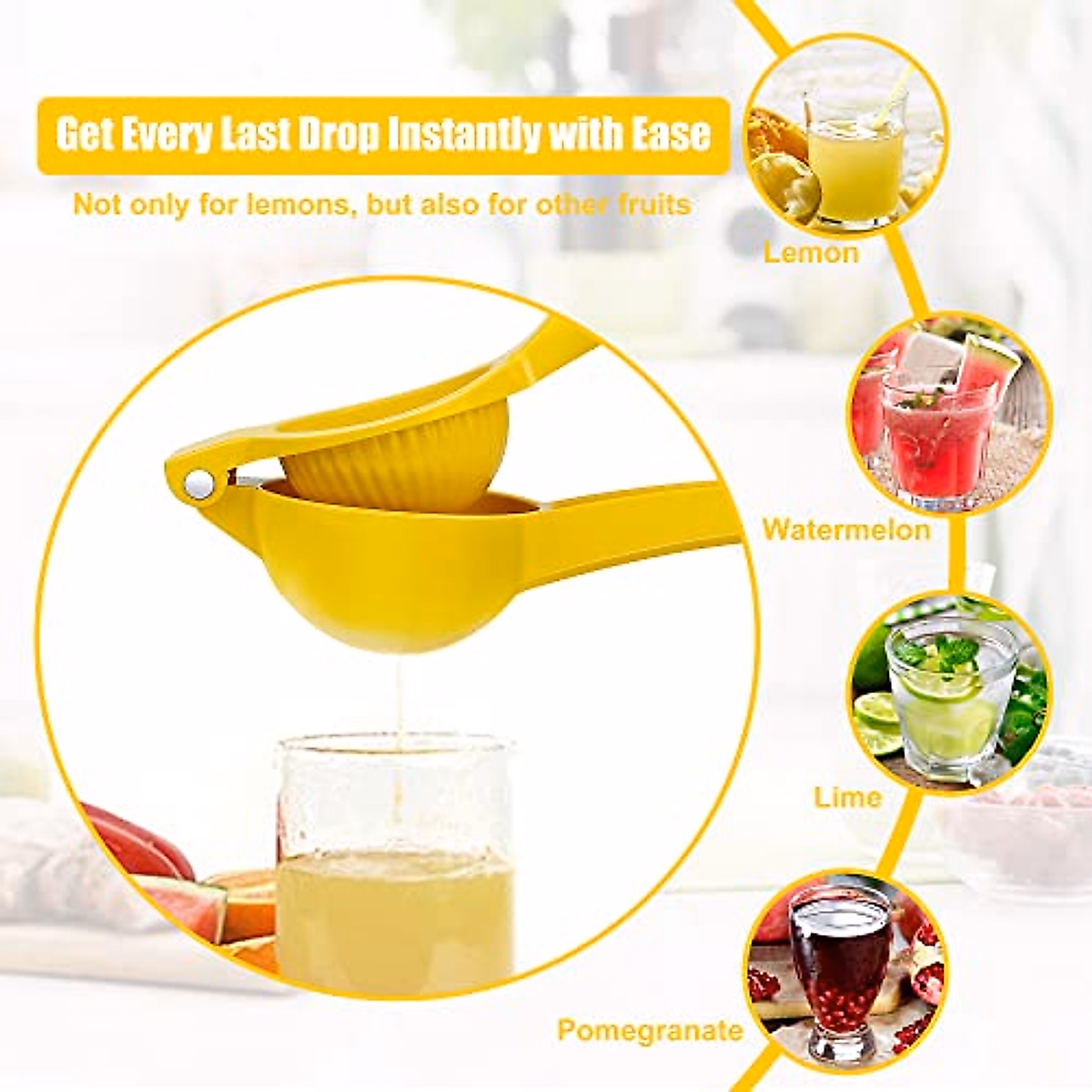 JIEJIE Lemon Squeezer - Lemon Juicer - Metal Manual Hand Juicer Tool, Lemon & Lime Squeezer,Kitchen Tools for citrus juicer & Dishwasher Safe