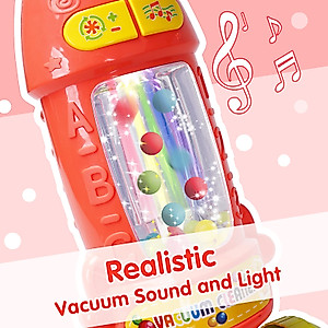 FS Toy Vacuum for Toddlers 2-3, Working Kids Vacuum Cleaner with Light and Sound, Pretend Play Toddler Vacuum Cleaning Toys Set, Gifts for 2 3 4 Year Old Boys Girls Baby Vacuum