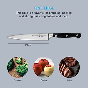 Messermeister Meridian Elite 6” Utility Knife - Fine German Steel Alloy Blade - Rust Resistant & Easy to Maintain