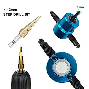 TR TOOLROCK Double Headed Sheet Metal Nibbler Cutter, Metal Nibbler Drill Attachment with Step Drill Bit, Straight Curve and Circle Cutting