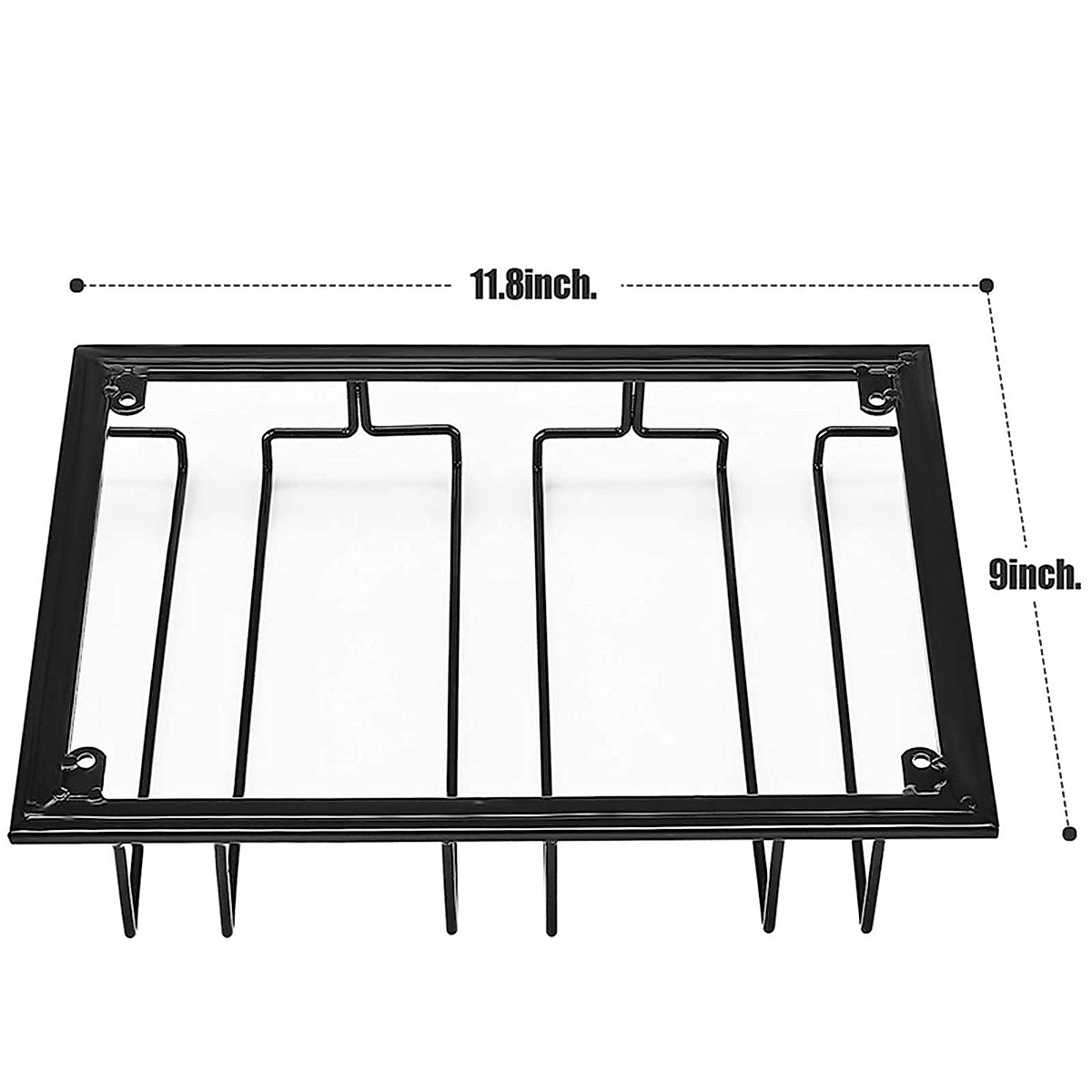FOLOU Wine Glass Rack Under Cabinet Mount, Upside Down Stemware Holder for Wire Shelves, Glasses Storage Hanger Metal Organizer Bars, Kitchen, Restaurants, Farmhouse(3 ROWS BLACK), 11.8 x 9 x 2.7