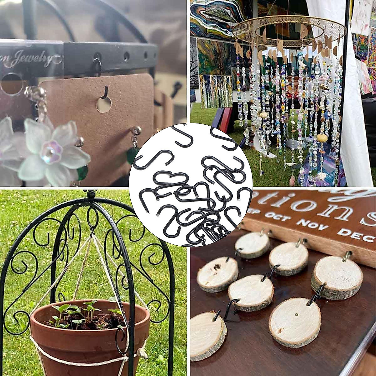 ASSORAIN 100 PCS Small s Hooks for Hanging,s Hooks Small,Mini S Hooks for Hanging Small S Hook,Steel S Shaped Hooks for Christmas Ornament 1/2 Inch Wire Hangers,for Crafts, Jewelry and Hanging