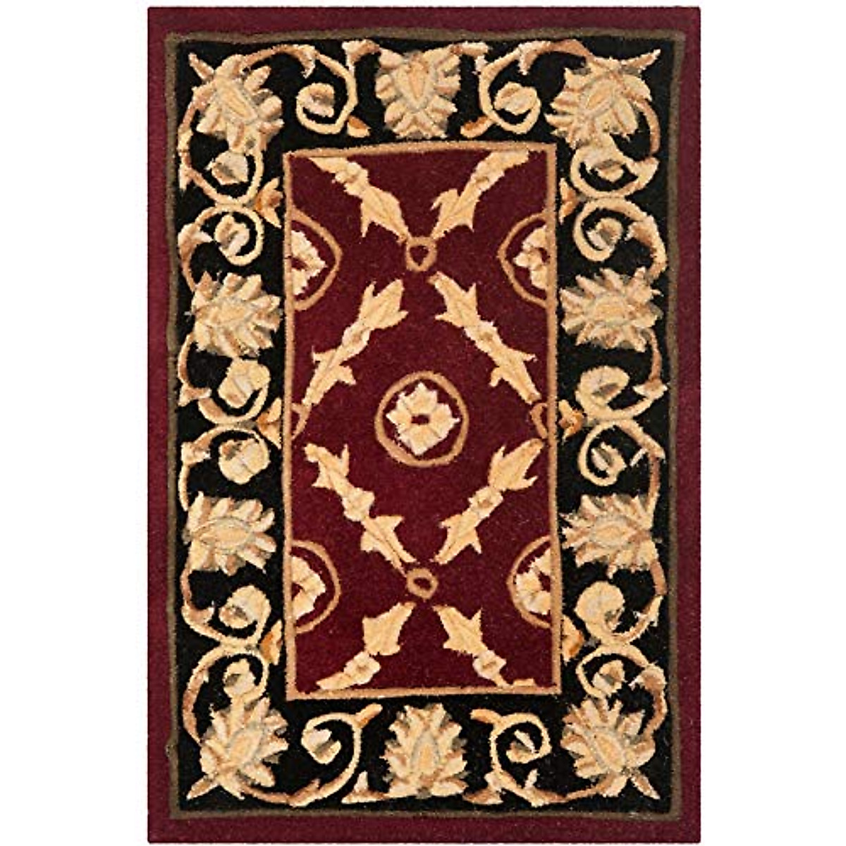 Safavieh Naples Collection 2' x 3' Burgundy/Black NA521B Handmade Traditional Premium Wool Accent Rug