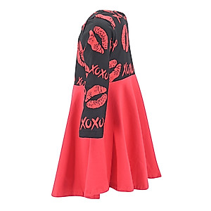 Unique Baby Girls Valentines Day Kisses Lips Tutu Dress (4Y, Red)