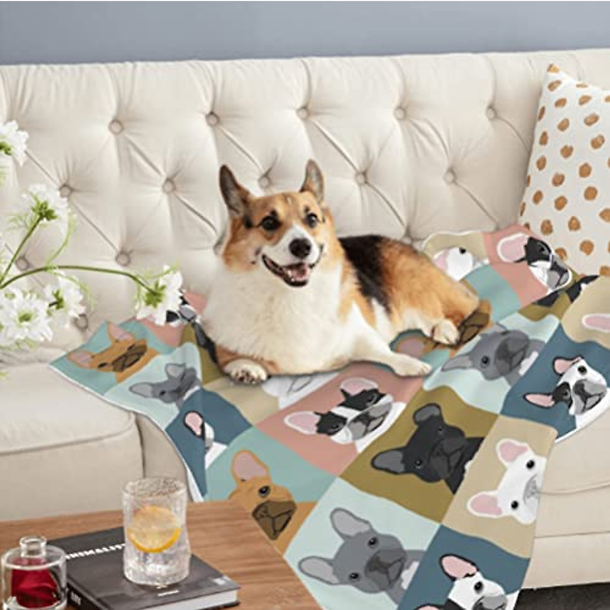 XTGOO Cute French Bulldog Dog Ultra-Soft Fleece Blanket Flannel Velvet Plush Throw Blanket,60x50in