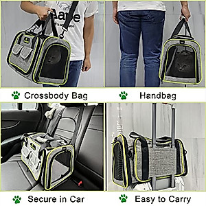 Thumberly Cat Carrier Soft-Sided - Pet Carrier Airline Approved for Medium Cats, Small Animals and Puppy Under 15 Lbs, Small Dog Carrier 1 Side Expandable - Size Small