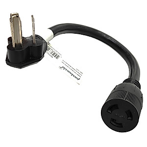 Parkworld 885422 Adapter Cord NEMA 10-30P Male to L6-20R Female, 20A, 250V, 1.5FT
