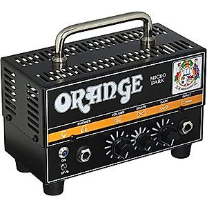Orange Amp MD20 Micro Dark 20-Watt Mini Guitar Amplifier Head Bundle with Pig Hog Woven Instrument Cable 10ft, Power Supply, and Liquid Audio Polishing Cloth - Micro Guitar Amplifier