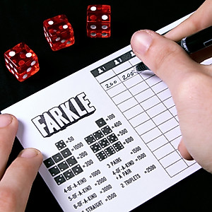 Brybelly Farkle Scorecards – Set of 75 Replacement Score Sheets for Farkle Dice Games for Up to 8 Players