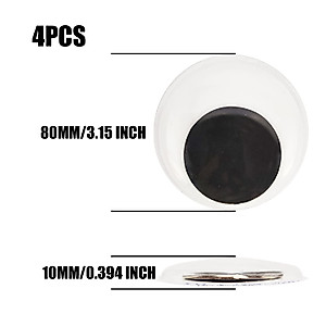 Xiasen Wiggle Eyes for Crafts 3 15 Inches Self Adhesive Giant Large Self Stick Google Eyes 4 Pack for Crafts Decoration Accessories white black