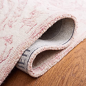 Safavieh Blossom Collection 8' x 10' Pink/Ivory BLM106U Handmade Damask Wool Area Rug