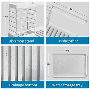 Amlanpin Kitchen Sink Caddy Organizer, Rustproof Non-Slip Soap Dish Dispenser Brush, Sponge Holder for Kitchen Sink, Kitchen Organization and Storage, Home Essentials Accessories