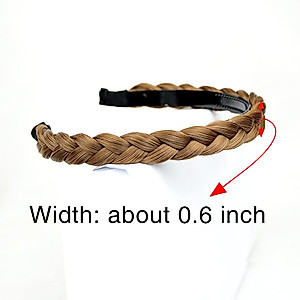 DIGUAN Headband Synthetic Hair Plaited Headband Braid Braided With Teeth Hair Band Accessories for Women Girl Wide 0.6 Inch (Dirty Blonde)