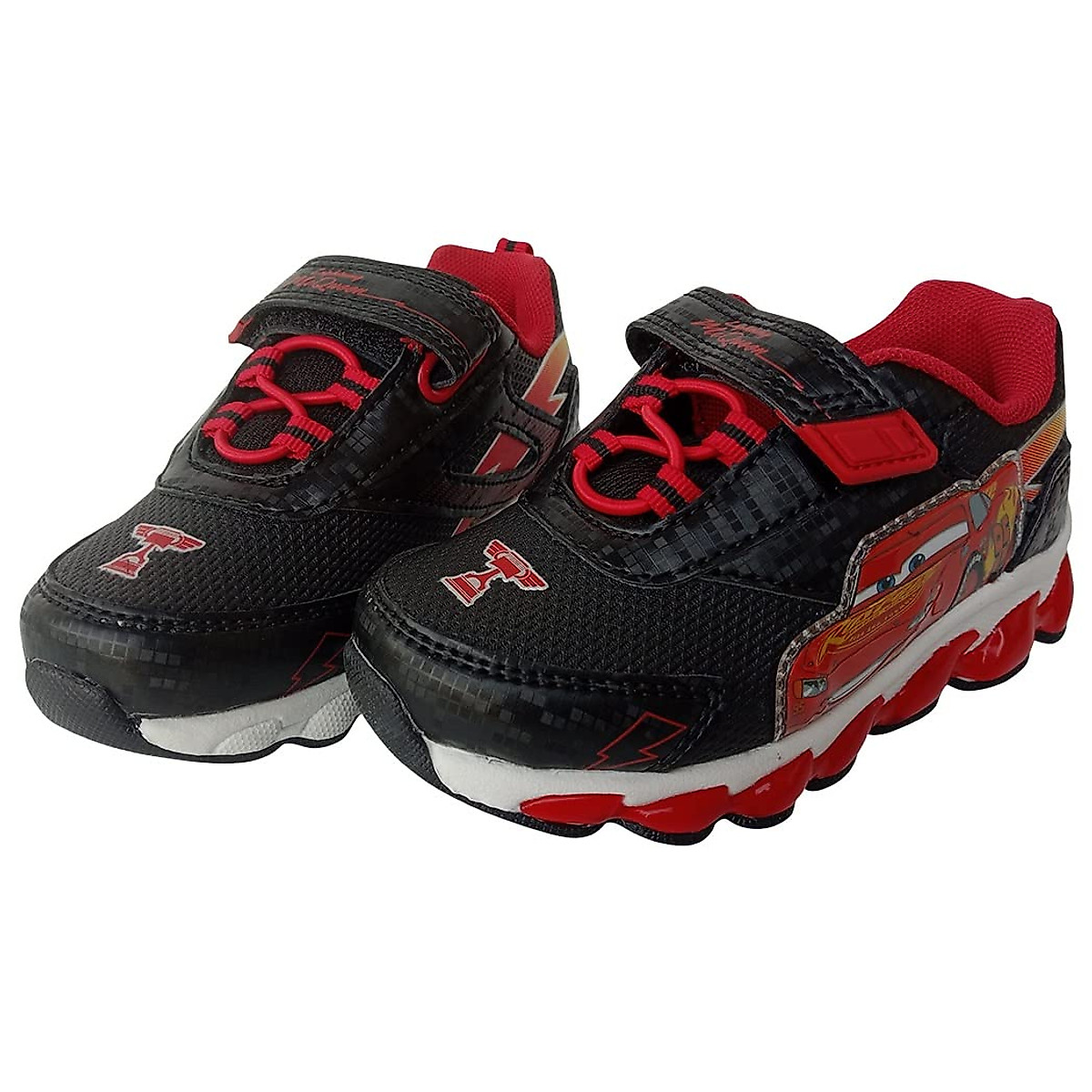 Disney Boy's Lightning McQueen Cars Light Up Sneakers (Black, Numeric_9)