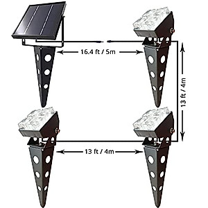 Solar Spot Lights Outdoor Waterproof IP65 Landscape Spotlights with Metal Stake 42ft Cable 3-in-1 Warm White Auto On/Off Dusk to Dawn Flag Pole Uplights for Trees Garden Yard Landscape Downlight
