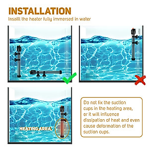 Orlushy Submersible Aquarium Heater,100W Adjustable Fish Tahk Heater with 2 Suction Cups Free Thermometer Suitable for Marine Saltwater and Freshwater