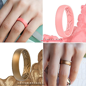 ThunderFit Women Breathable Air Grooves Silicone Wedding Ring Wedding Bands Promise Rings 5.5mm
