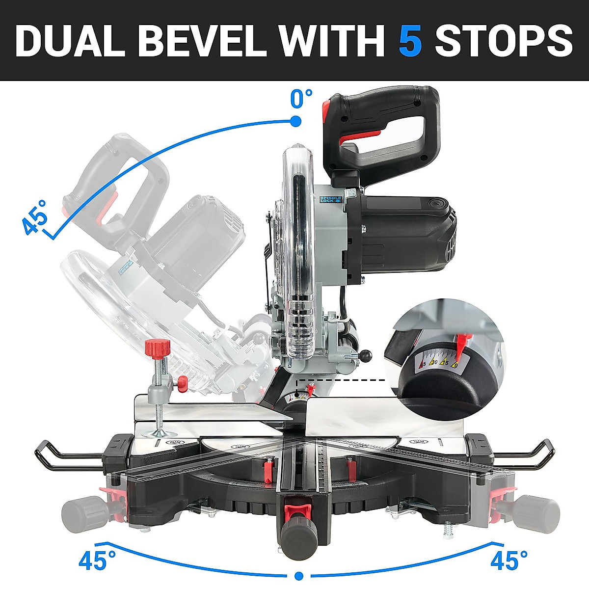 Double Bevel Compound Sliding Miter Saw, Double-Bevel Corded Miter Saw with Laser Guide & 15-Amp Heavy-Duty Motor, Sliding Miter Saw with TCT Saw Blade for Woodworking (10")