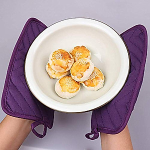 Anyi Pot Holders for Kitchen Heat Resistant, Cotton Hot Pads for Kitchen Counter Table, Purple Kitchen Pot Holders with Pocket