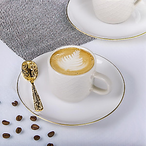 HORLIMER 10 oz Ceramic Coffee Mug Set of 6, White Coffee Cups with Handle for Tea, Latte, Cocoa, Milk, Cappuccino