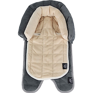 Long-Ci 2-in-1 Baby Insert Cushion Pad with Head Neck Body Support Pillow in Velvet for Newborn (Gray Beige)