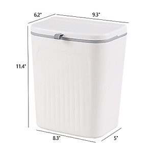 EudokkyNA 12 Liter Plastic Hanging Wall-Mounted Garbage Can, White