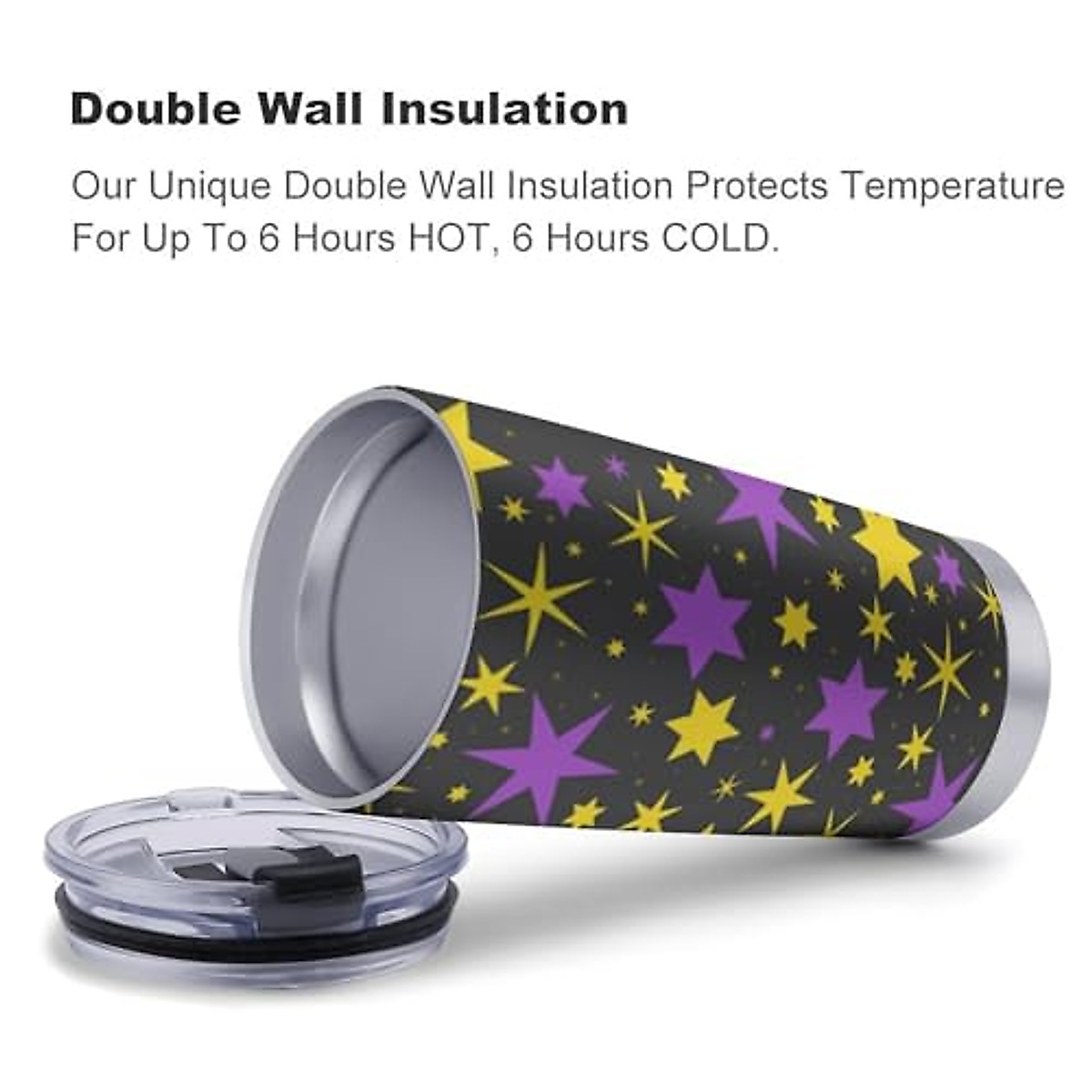 Magic Star 20 Oz Travel Coffee Mug with Lid Tumbler Drinking with Straw Brush Water Car Cup