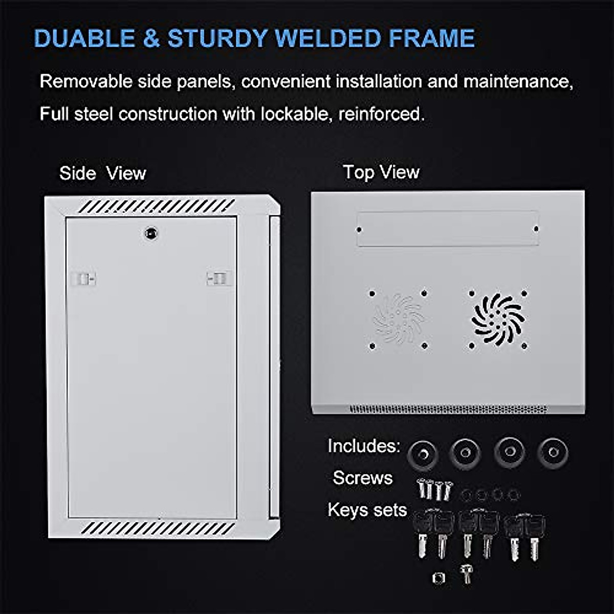 Kenuco Wall Mount Rack Server Cabinet Data Network Enclosure 19-Inch Server Network Rack with Locking Glass Door 16-Inches Deep (OFF-WHITE 12U)