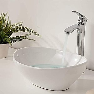 Oval Vessel Sink - Sarlai 16"x13" Bathroom Sink Oval Shape Above Counter White Porcelain Ceramic Bathroom Vessel Vanity Sink Art Basin