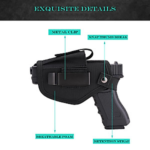 TACWINGS Universal Concealed Carry Gun Holsters for Men/Women,IWB/OWB 380 9mm Holsters for Pistols,Fits Glock 19,17,23,26,43- S&W M&P Shield/ 40/45 /, Similar Handguns