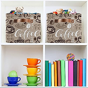 Coffee Storage Basket Fabric Storage Bin Farmhouse Coffee Pod Holder Baskets, Coffee Cup Foldable Storage Boxes Organizer for Baby Cloth Dog Toy Book Storage Cubes Shelf Closet Basket 16×12×8 Inches