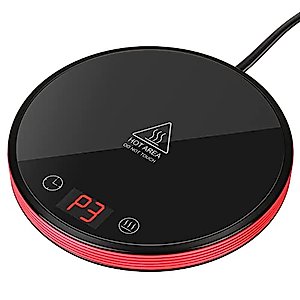 Gormazul Smart Coffee Warmer for Desk 8 Hours Auto Shut-Off Coffee, 3 Temperature Settings, Timing Setting Shut Off After 1-12 Hours Feature, Electric Cup Warmer for Coffee,Tea (Red)