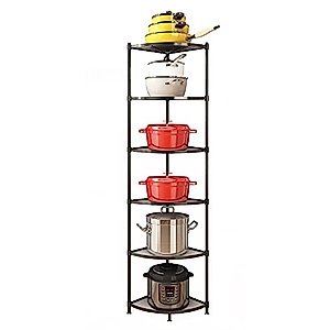 ZIGAMA 6-Tier Kitchen Pot Rack, Cookware Stand Storage Organizer ，Multi-Layer Corner Shelf Stand Stainless Steel Shelves for Kitchen
