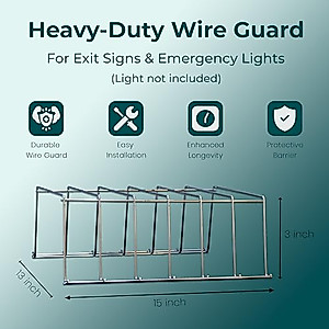 Heavy-Duty Wire Guard for Exit Signs & Emergency Lights - Hard Wired, Durable 9-Gauge Steel Protects Against Vandalism, Impact Damage and Flying Objects (Light Not Included) - 13.5" x 15" x 6"