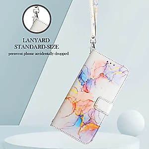 ONV Wallet Case Compatible with Sony Xperia 1 III - Premium Marble Painted Leather Flip Case Stand Card Slot Magnet with Silicone Shell Flip Cover for Sony Xperia 1 III [Marble] -White