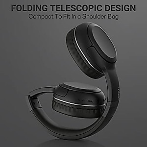 LORELEI B-C5 Wireless Headphones Bluetooth On-Ear Headset Bulit in Microphone, 30H Playtime,BT 5.3 Lightweght Foldable Headphones for Tablet/Ipad/Travel/Kids/Teens/Adult (Space Black)