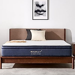 Molblly Queen Mattress, 10 Inch Hybrid Mattress in a Box, Gel Memory Foam Mattress,Individually Wrapped Pocket Coils Innerspring Mattress, Non-Fiberglass,Queen Size Mattress, 60x80x10 Inch,