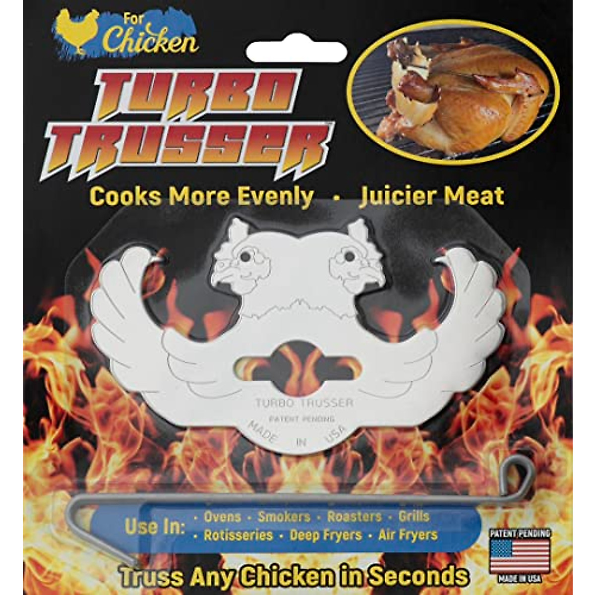 Turbo Trusser for Chicken I As Seen on Shark Tank I Cooks Evenly & Makes Meat Juicier I Easy-to-Use & Dishwasher Safe I for Ovens, Smokers, Roasters, Grills, Rotisseries, Air Fryers & Deep Fryers