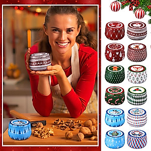 Yungyan Christmas Candle Tin Cans Set Metal Candles Tin Gifts Jars with Lids 8 oz Christmas Cookie Tins Candle Containers for Candle Making Storing Biscuits Tea Party Favors(24 Pcs)