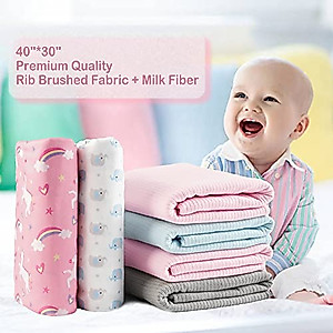 Lasoftan Jersey Swaddle Blanket, Ultra Soft Stretchy Receiving Blanket, Baby Boy Newborn Swaddle Wrap, 40 x 30 inches, 2 Pcs, Elephant