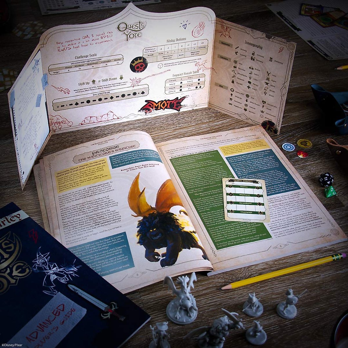 Quests of Yore: Barley's Edition | Role Playing Board Game Featured in Disney Pixar Onward Film | Officially Licensed Pixar Game | Featuring RPG Elements with Quest Master & D4, D6, D8, and D12 Dice