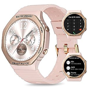 1.32”Smart Watch for Women (Answer/Make Call), 100+Sports Modes Smartwatches with Heart Rate/SpO2/BP/Menstrual Cycle/Sleep Monitor, Step Calorie Counter Fitness Tracker IP67 iOS Android Gift Pink