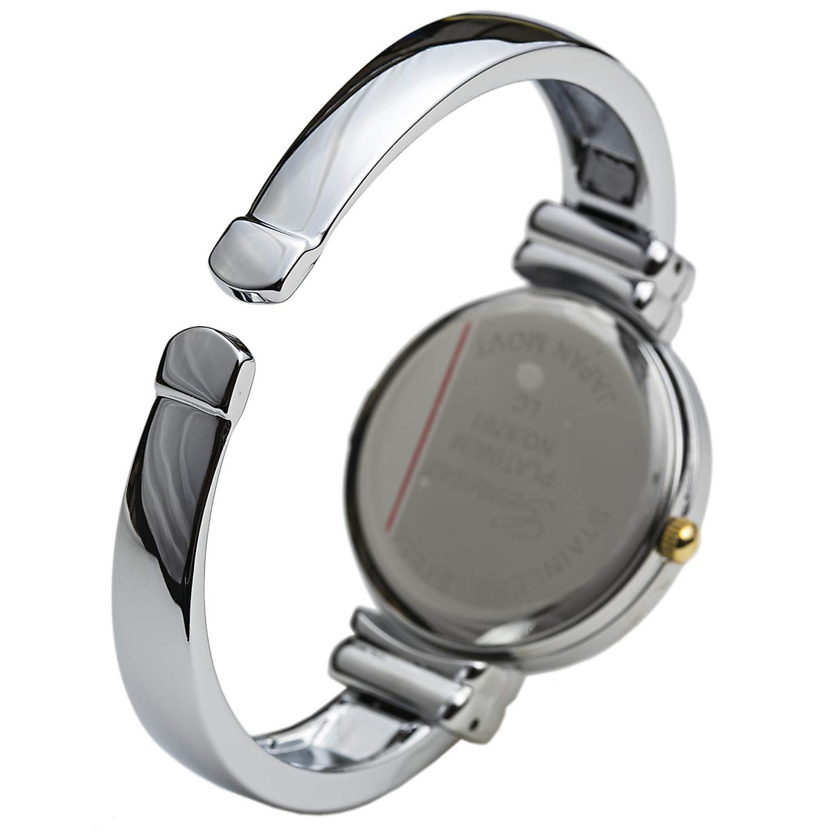 2Tone Metal Band Slim Case Women's Bangle Cuff Watch