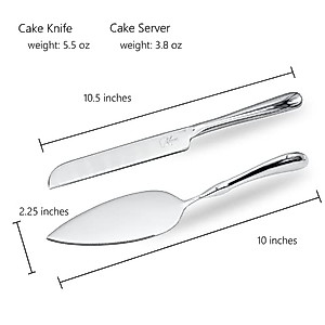 Muncie Household Cake Knife And Cake Server Set - Stylish, Classic, Sturdy - Fit For All Occasions - Wedding, Birthday, Everyday Use - Stainless Steel With Ergonomic Handle