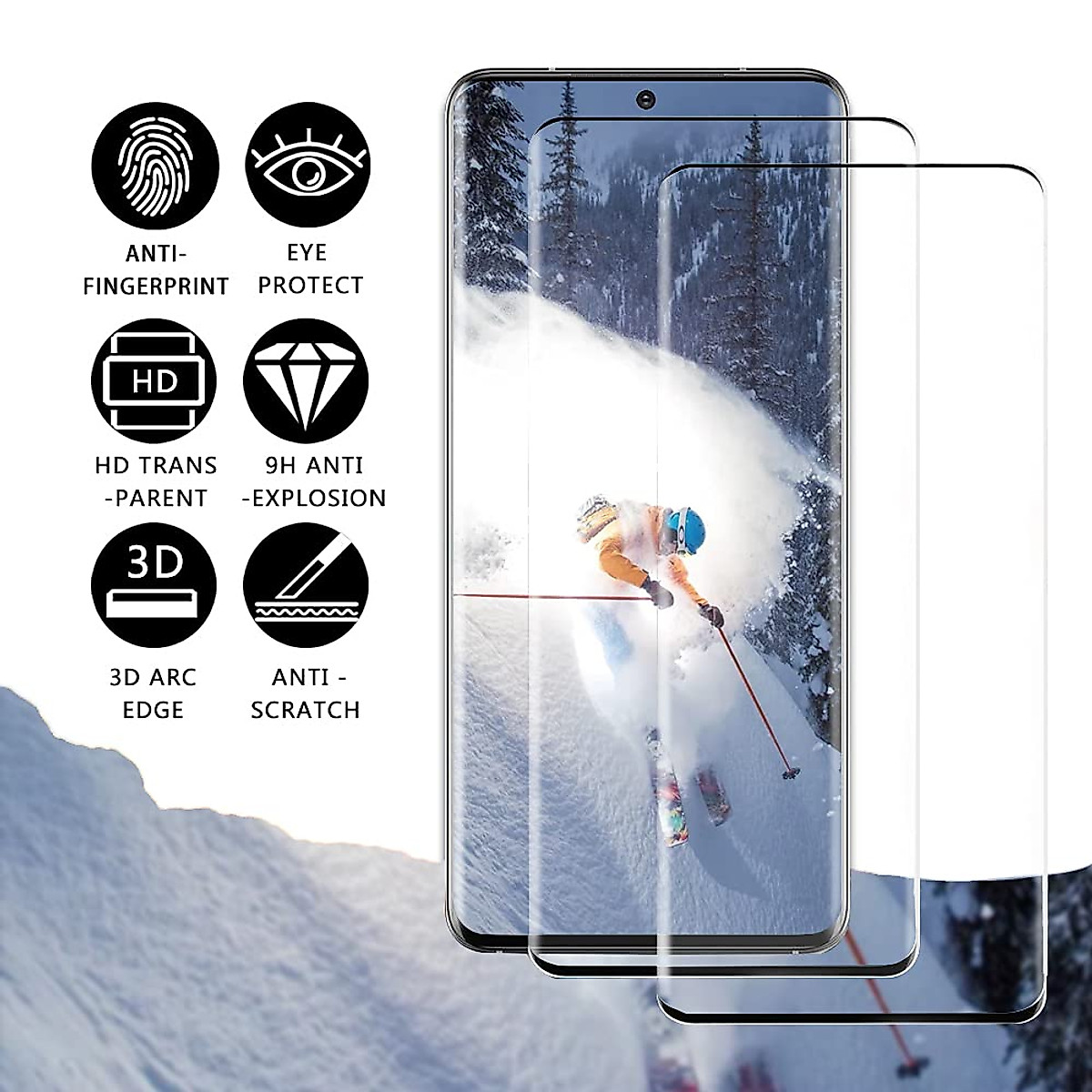 [2+2 Pack] Galaxy S20 Plus Screen Protector, Ultra HD Tempered Glass Film [Scratch Resistant] [3D Full Coverage ] [9H Hardness] [Fingerprint Unlock] For Samsung Galaxy S20 Plus