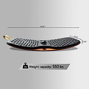 VWINDESK Standing Desk Anti Fatigue Mat Balance Board, Non-Slip Bottom Wooden Wobble Ergonomic Design, Foot Massage for Office Fitness Orange in Black, 24.6'' Large